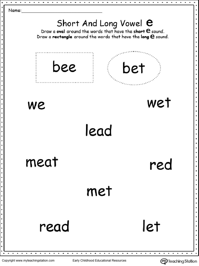 Mts Identify The Vowel e Sound Short or Long | PDF