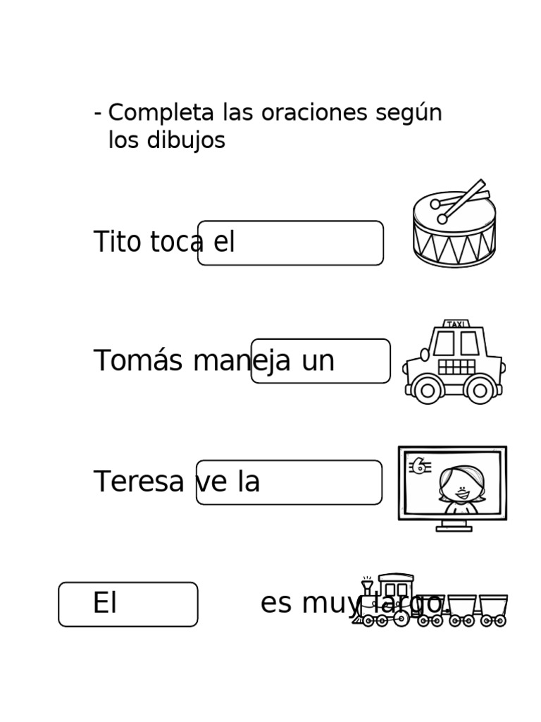 Completa Las Oraciones Según Los Dibujos | PDF