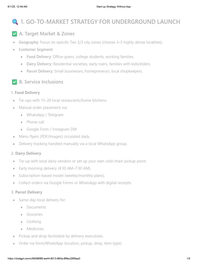 Start-Up Strategy Without App | PDF | Marketing | Business
