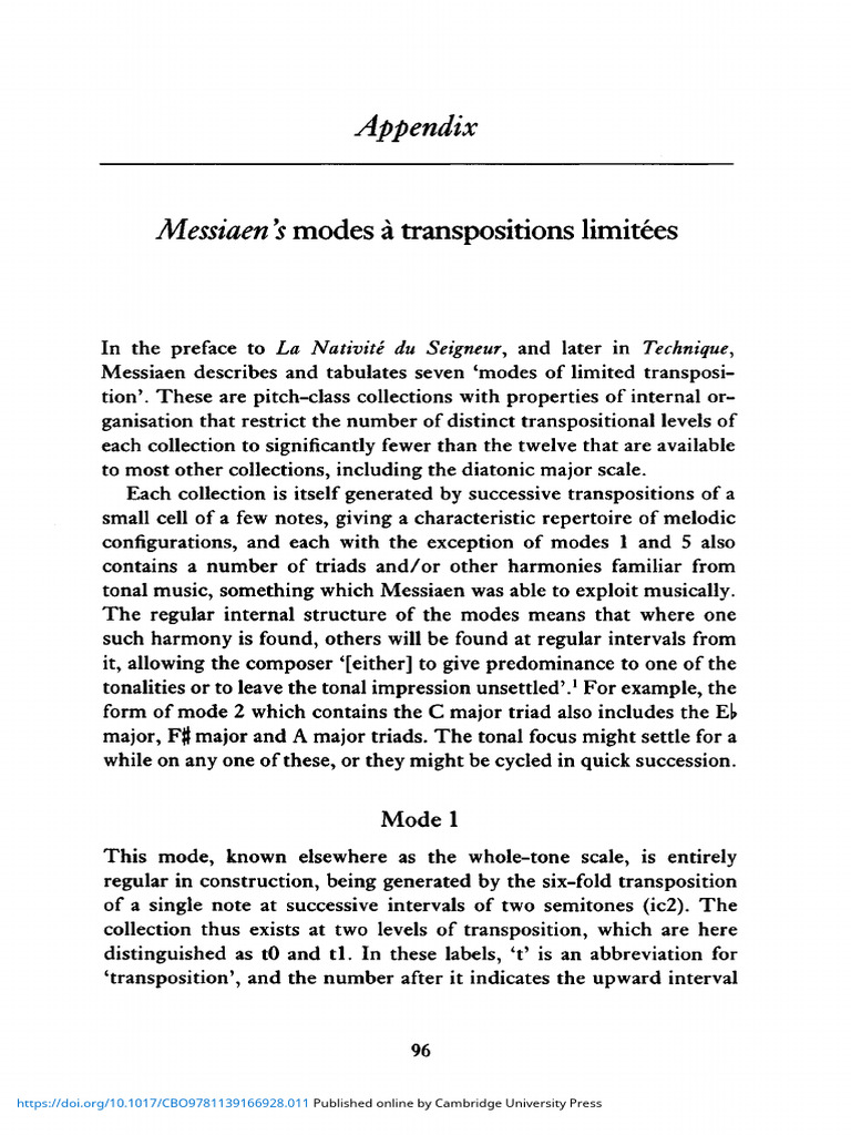 Messiaen's Modes of Limited Transposition | PDF | Mode (Music ...
