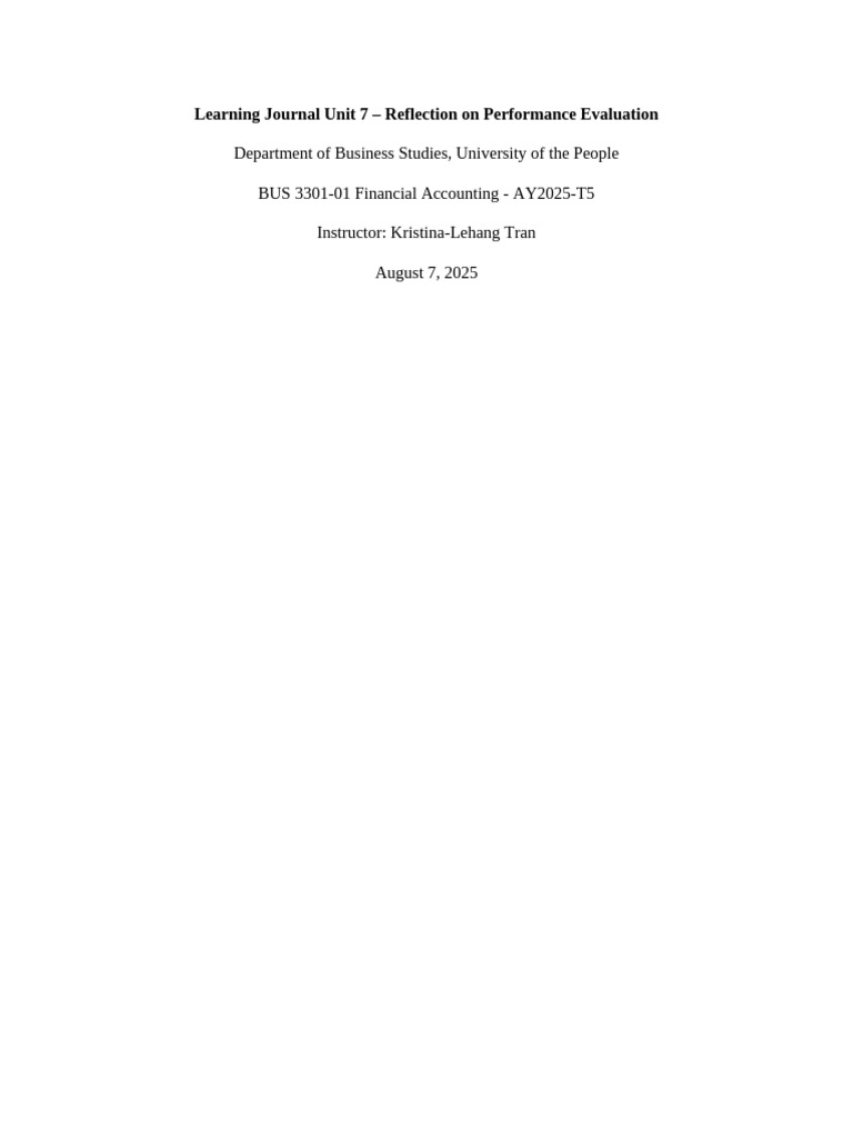 Learning Journal Unit 7 | PDF