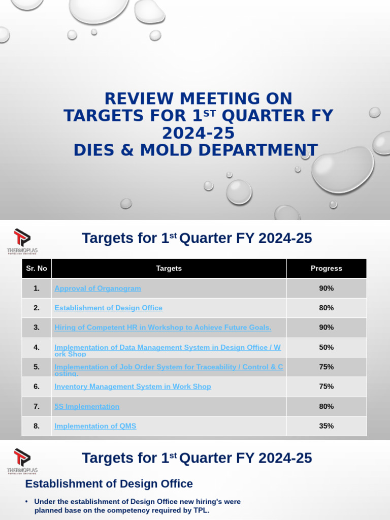 Review Meeting On 1st Quarterly Targets FY-24 25 | PDF
