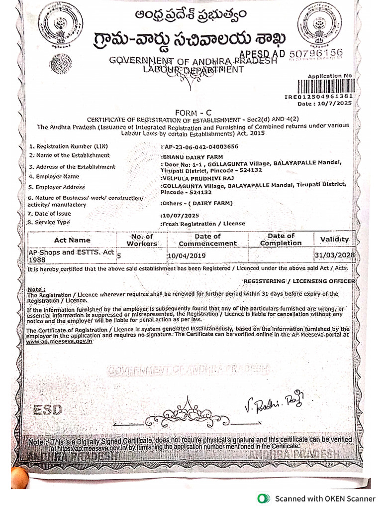 Prudhivi Labour License | PDF