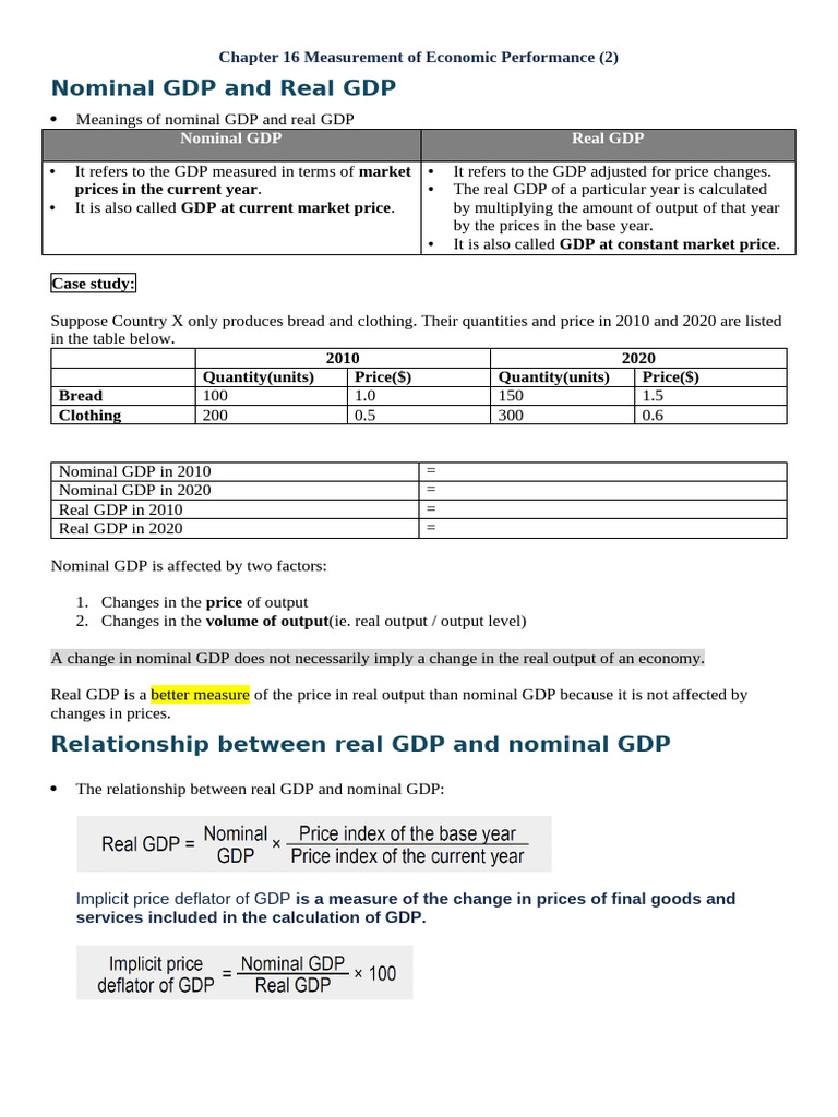 Understanding GDP: Nominal vs. Real | PDF | Cost Of Living | Gross ...