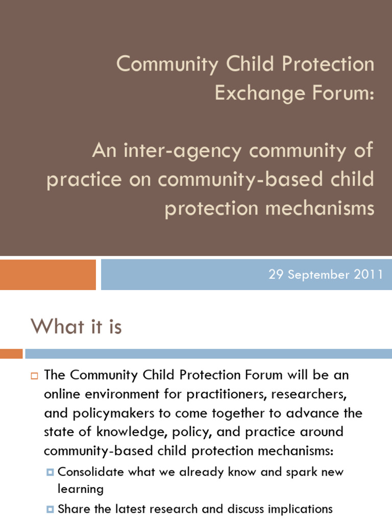 Community Child Protection Exchange Forum: An Inter-Agency Community of ...