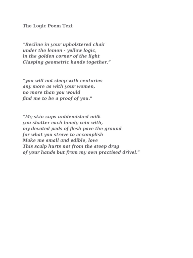 The Logic Poem Text | PDF