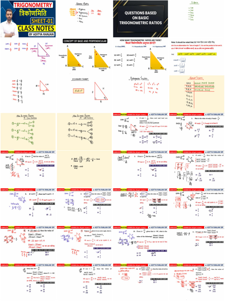 N Up PDF - Trigonometry Sheet 01 (Class Notes) | PDF