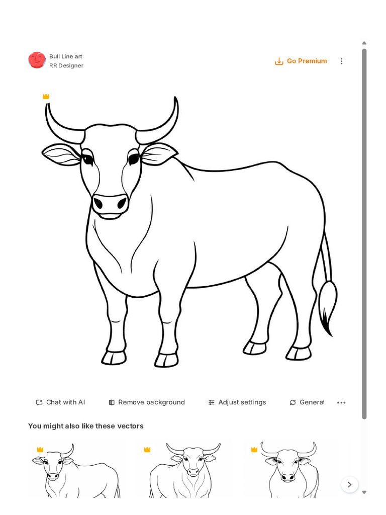 Bull Line Art - Premium Vector | PDF | Media Sharing | Popular Culture ...