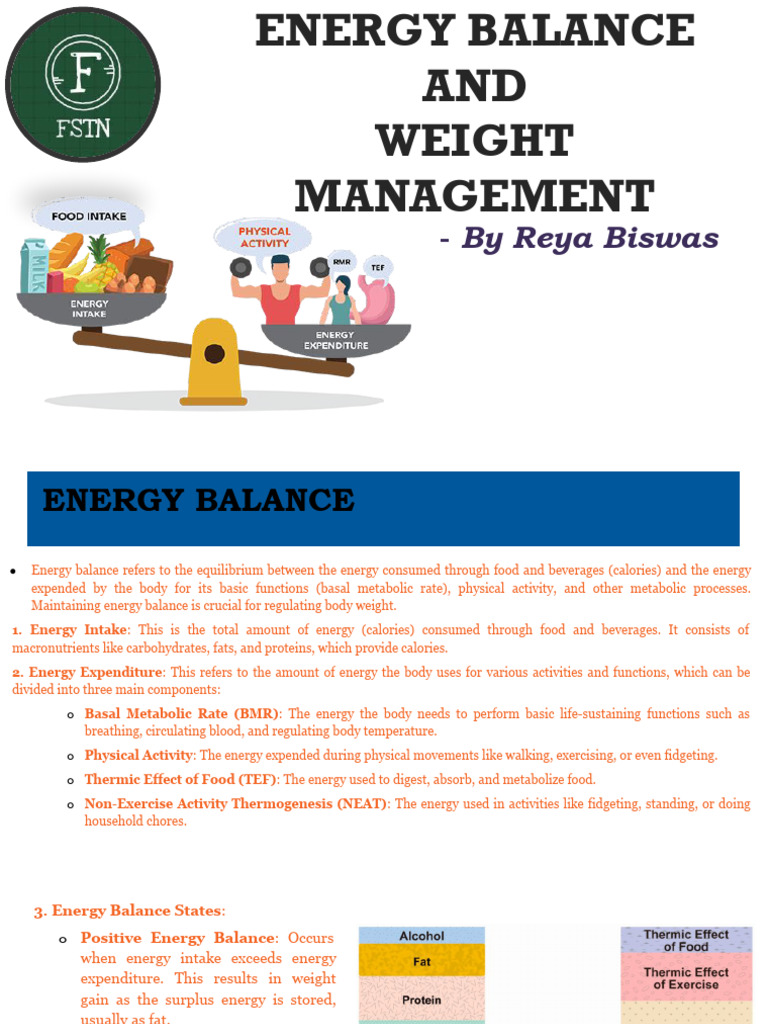 Energy Balance and Weight Management Guide | PDF | Weight Management ...