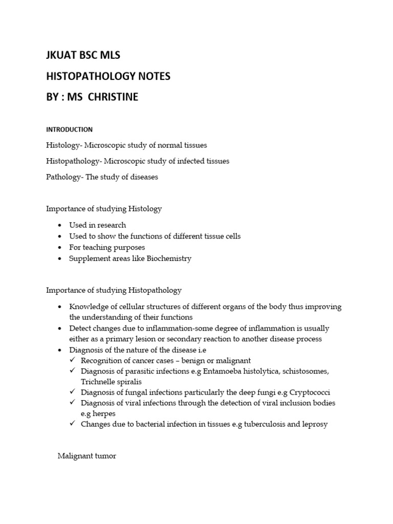 Histopathology Lessons | PDF | Fixation (Histology) | Histology