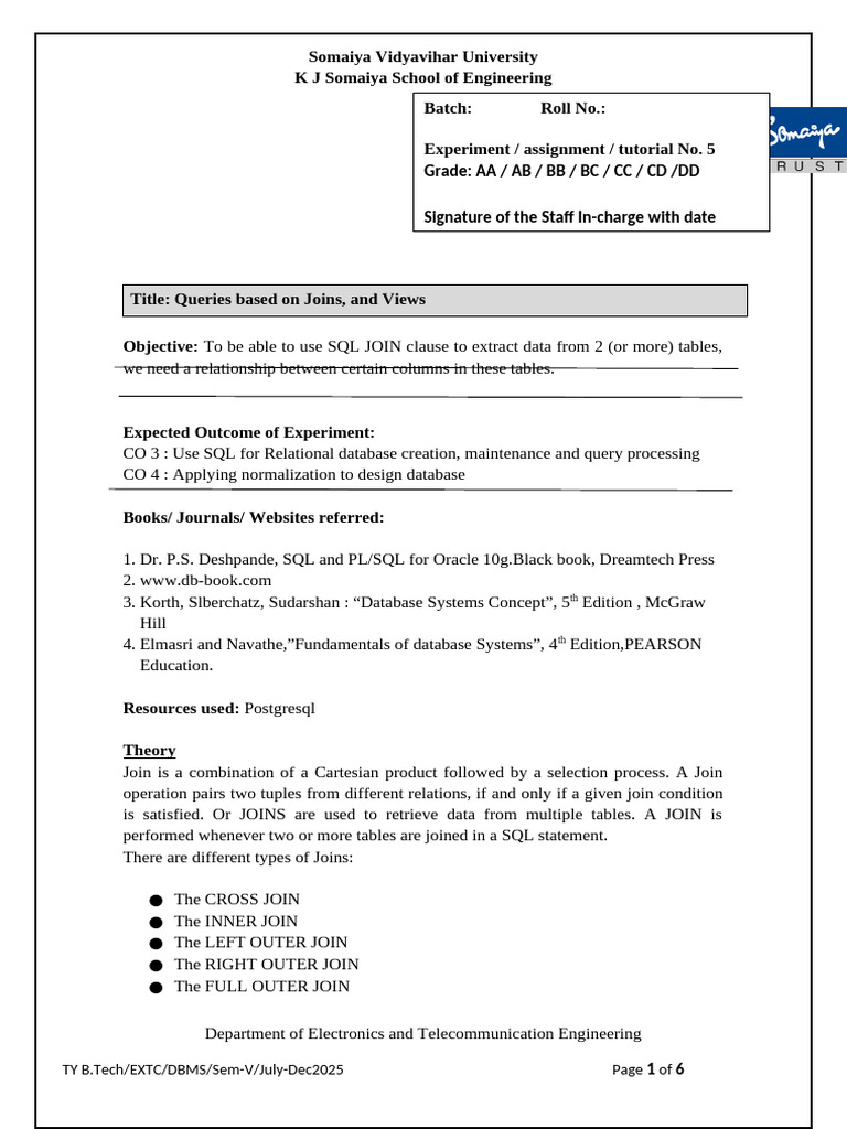 exp5 | PDF | Databases | Information Science