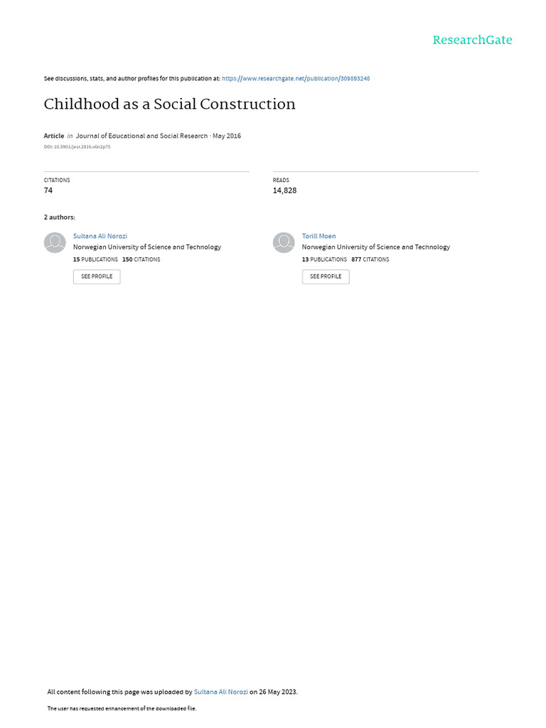 Childhood as a Social Construct Explained | PDF | Social ...