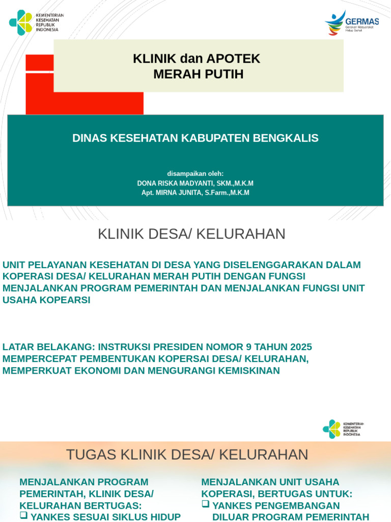 Klinik dan Apotek Desa Merah Putih | PDF
