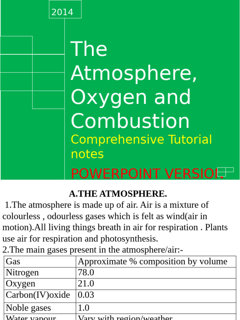 Atmosphere and Combustion Tutorial Guide | PDF | Redox | Combustion