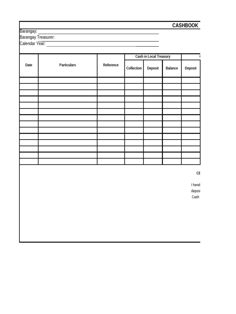 Barangay Cashbook Record Template | PDF
