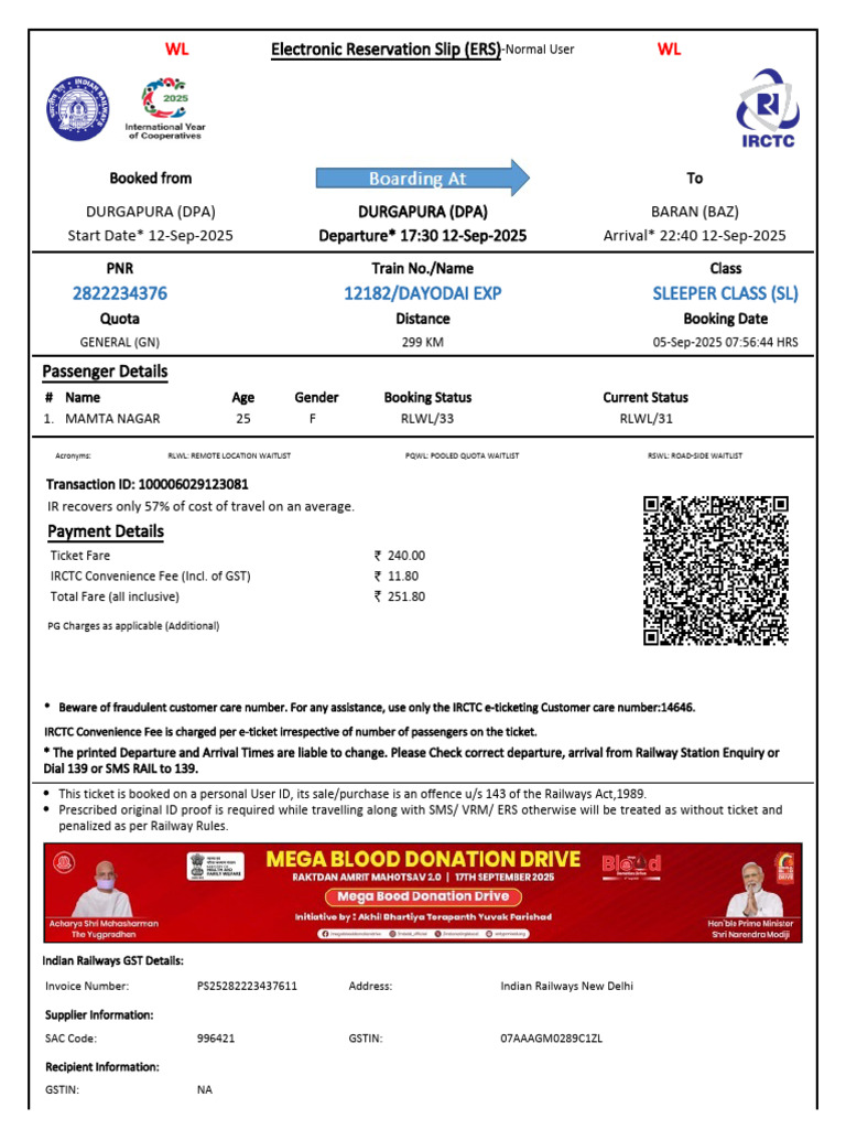 Dayodai Express Reservation Details | PDF | Identity Document