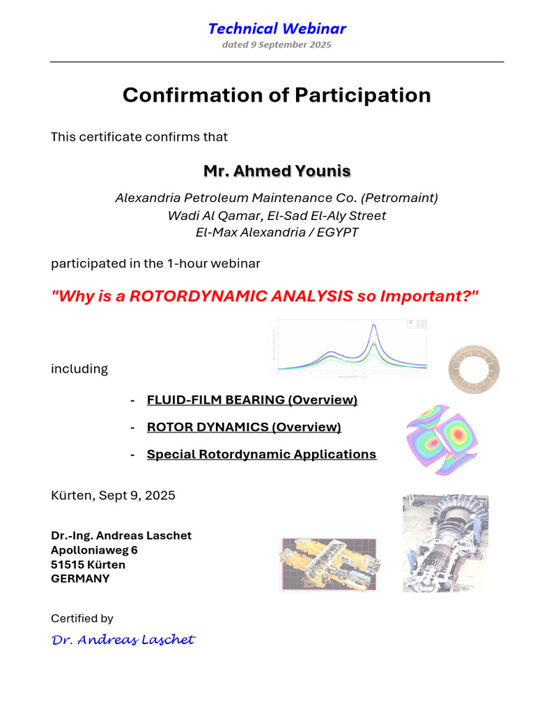 Confirmation of Participation - PETROMAINT-EG | PDF