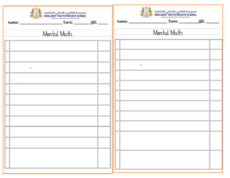 Grade 6 Mental Math Exercises | PDF