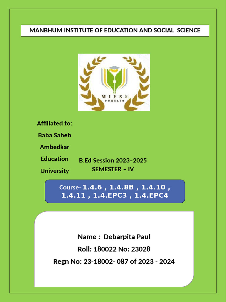 Manbhum Institute of Education and Social Science | PDF