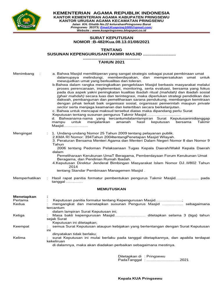 Blanko SK Takmir | PDF