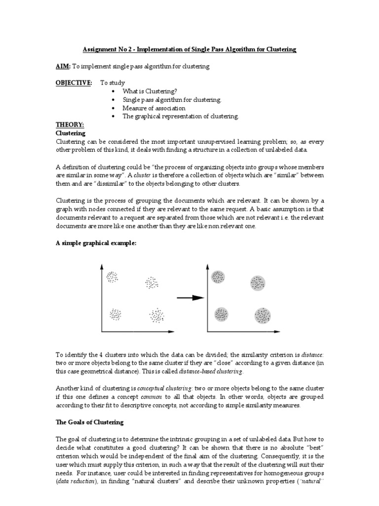 IR 2 - Implementation of Single Pass Algorithm For Clustering | PDF | Cluster Analysis | Algorithms