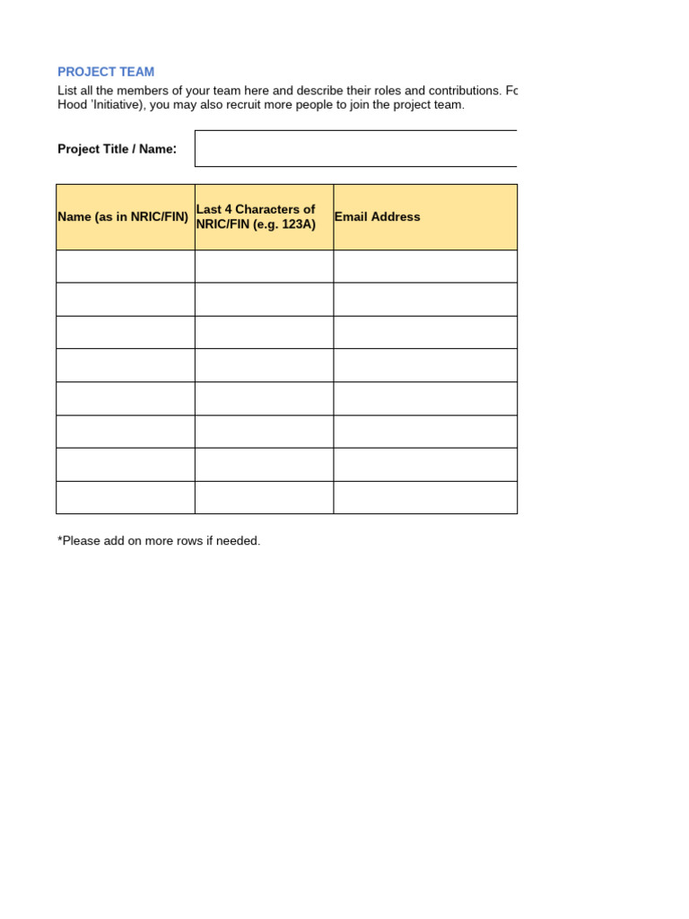 Project Team and Partner Contributions | PDF