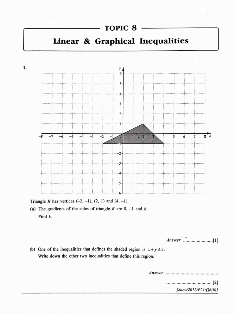 Linear & Graphical Inequalities Questions | PDF