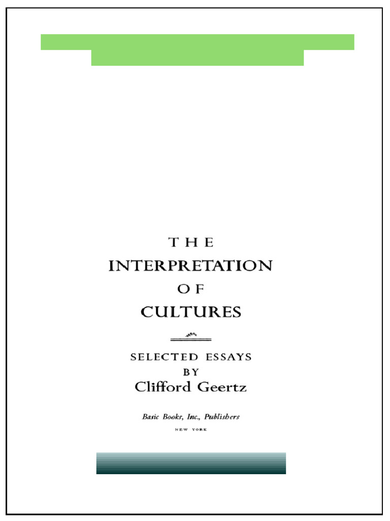 The Interpretation of Cultures Selected Essays First Edition Clifford ...