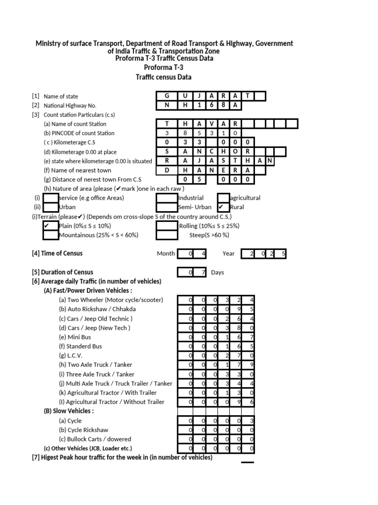 Gujarat Traffic Census Data Summary | PDF | Truck | Trailer (Vehicle)