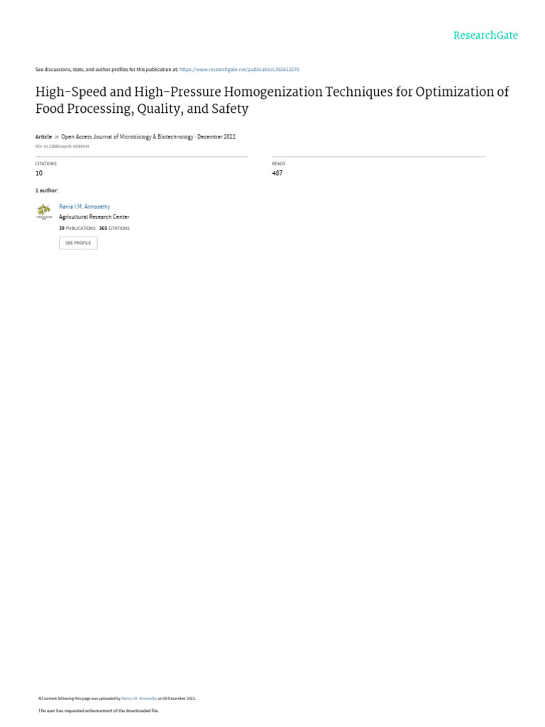 High-Speed and High-Pressure Homogenization Techniques For Optimization ...