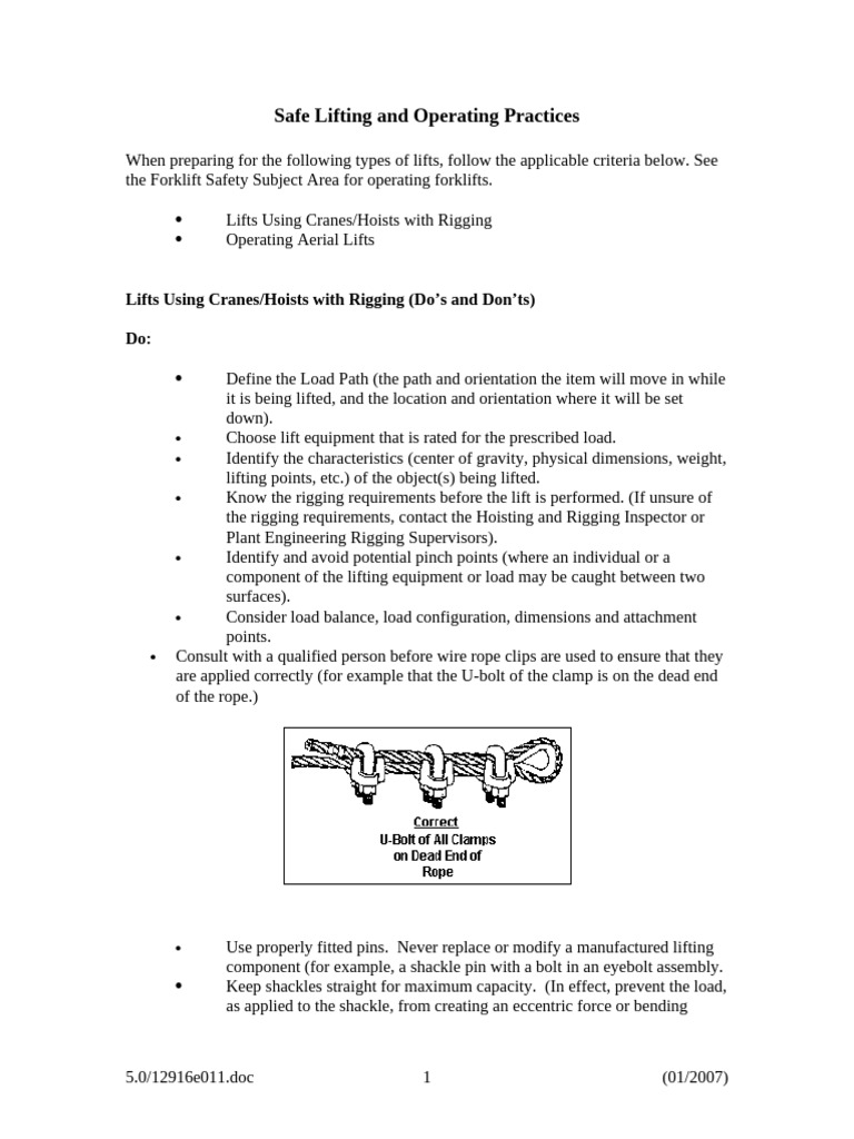 Safe Lifting Practices and Guidelines | PDF | Rope | Crane (Machine)