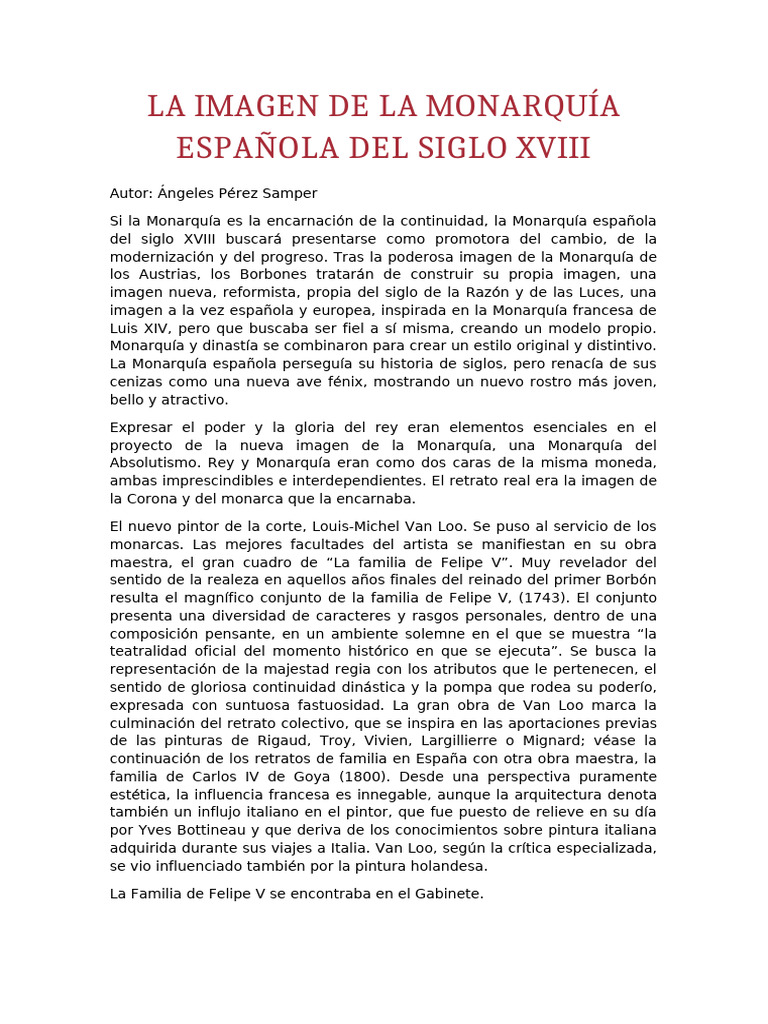 La Imagen de La Monarquía Española Del S. XVIII | PDF