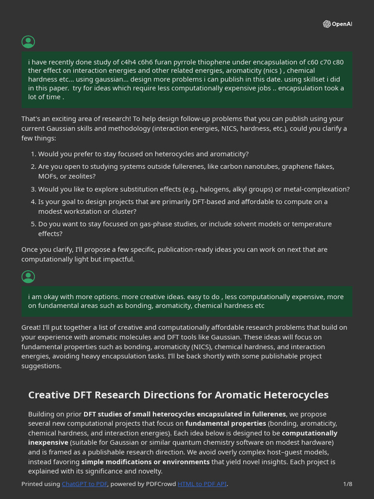 Creative DFT Research Directions For Aromatic Heterocycles | PDF ...