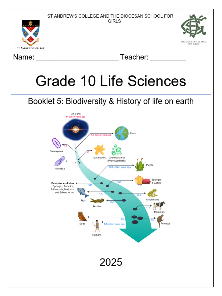 GR 10 Booklet 5 Biodiversity & History of Life On Earth 2025 | PDF ...