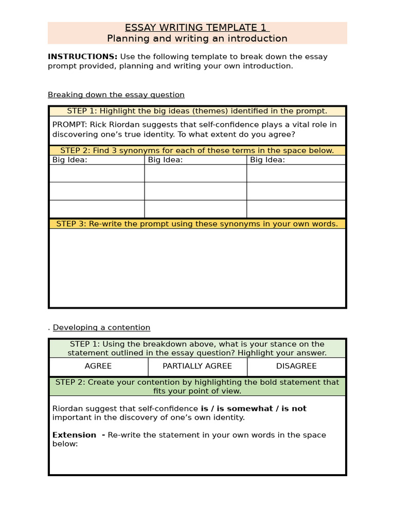 Essay Writing Template 1 - Introductions | PDF | Essays