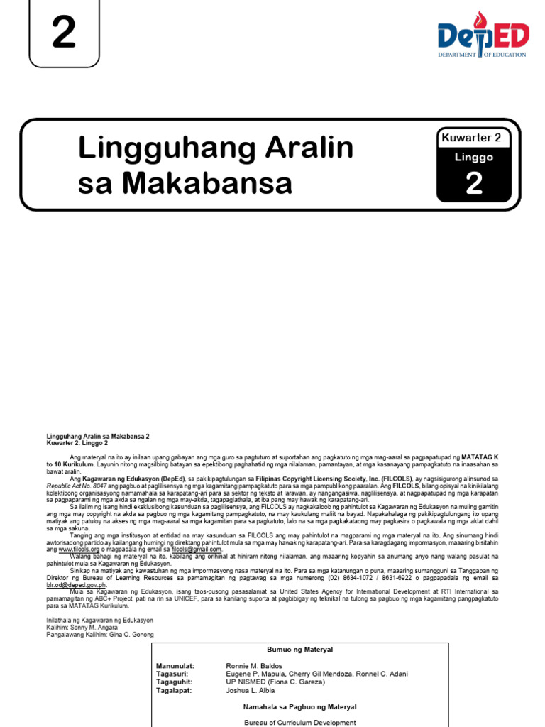 LE Makabansa 2 Q2 Week2 v.2 | PDF
