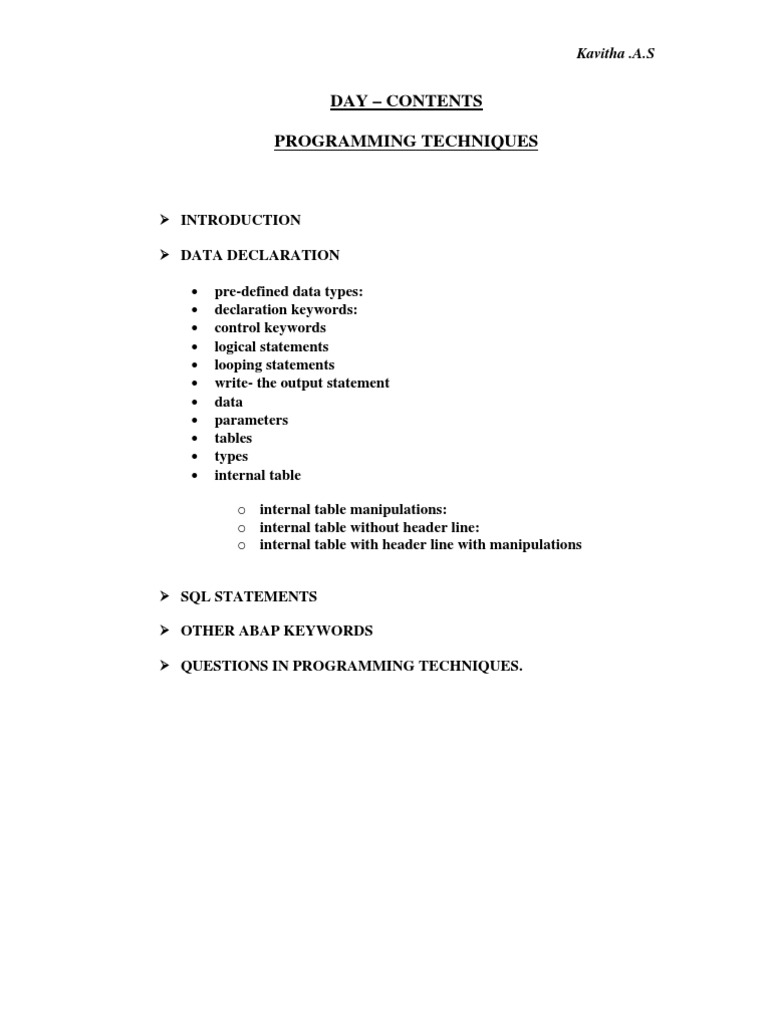 SAP ABAP Internal Tables | Download Free PDF | Control Flow | Subroutine