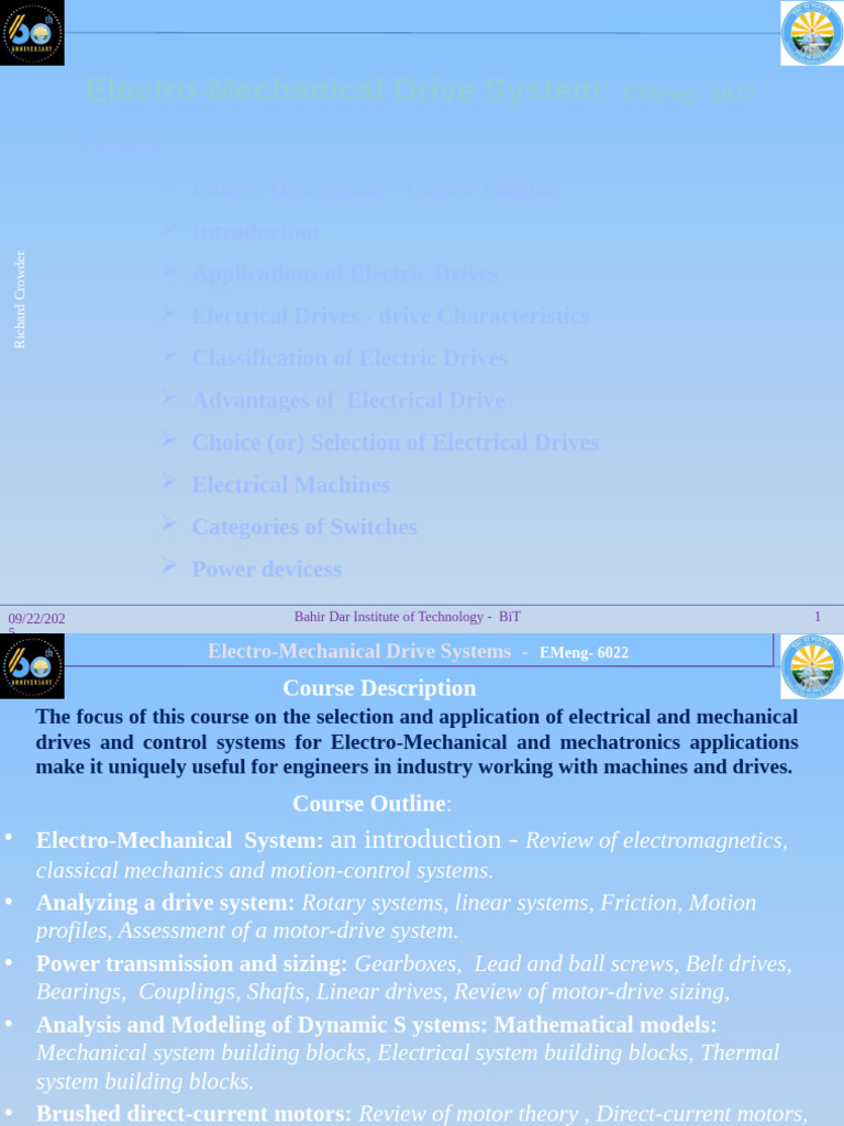 Electromechanical Drive Systems Overview | PDF | Electric Motor | Machines