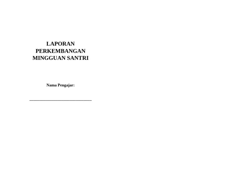 Cover Buku Laporan Mingguan | PDF