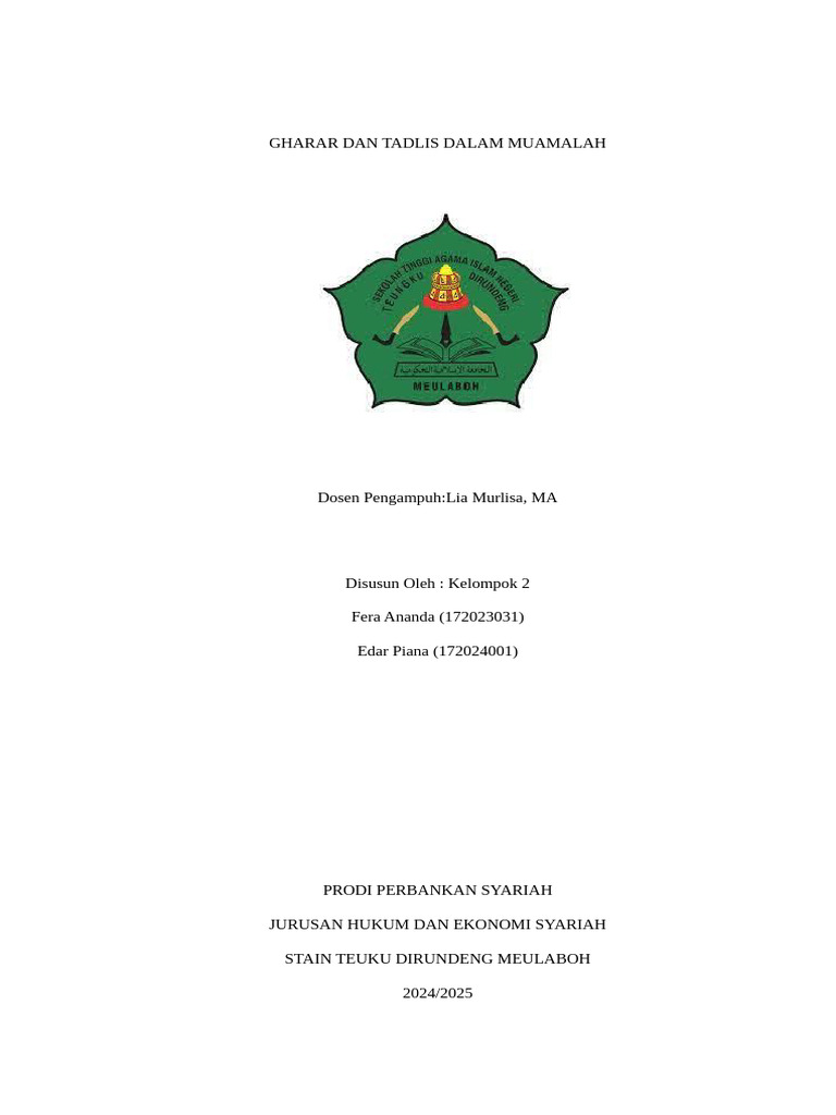 Makna Tadlis dalam Muamalah Islam | PDF