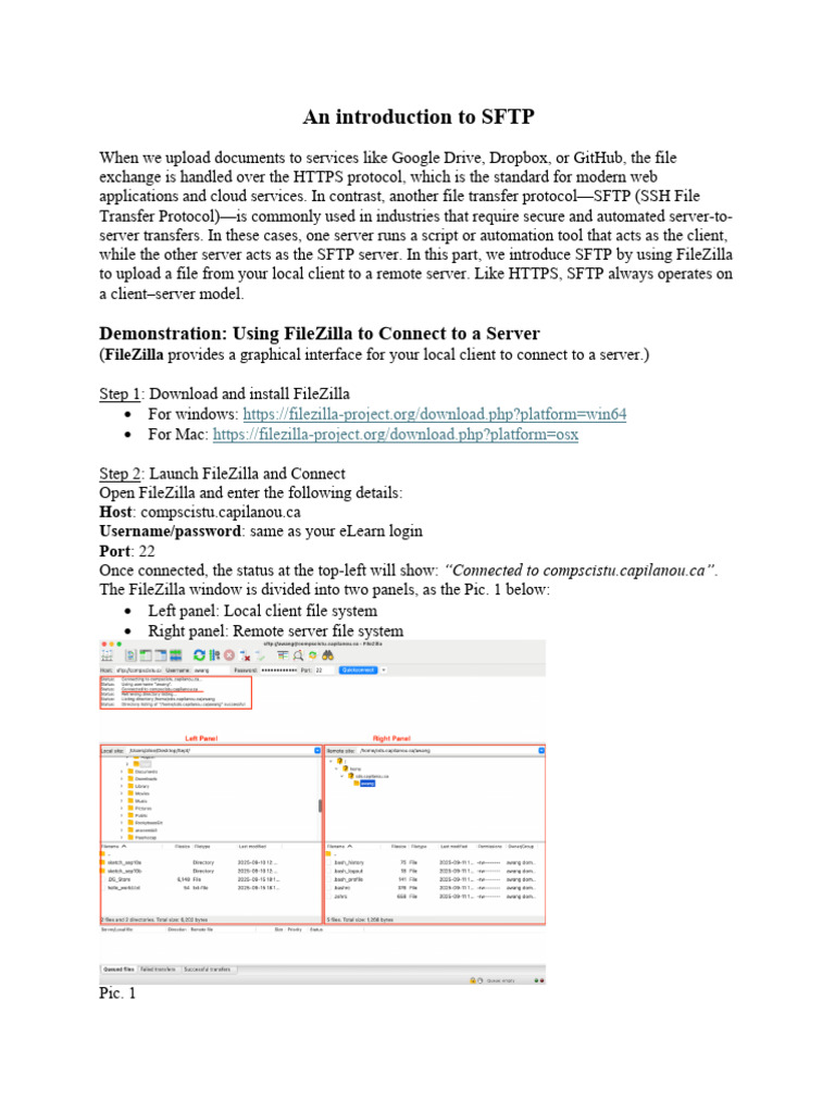 Introduction to SFTP with FileZilla | PDF