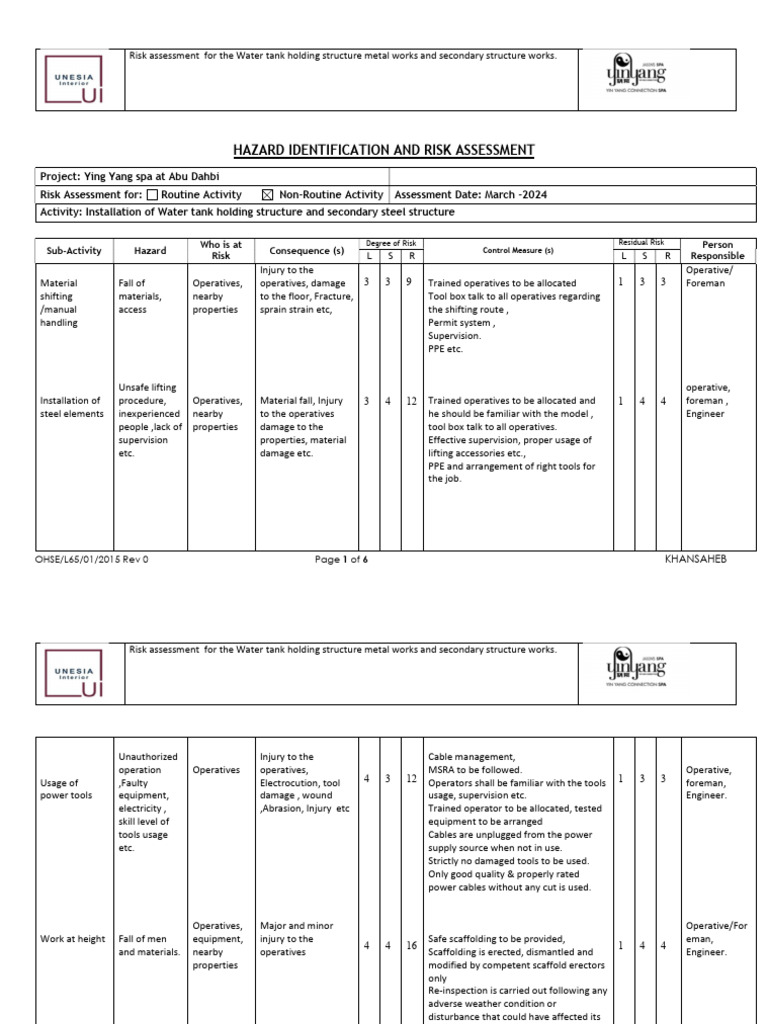 Water Tank Structure Risk Assessment | PDF | Welding | Construction