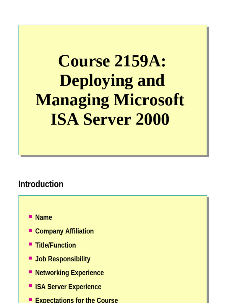 ISA Server Installation Part 1 2159a - 00 | PDF