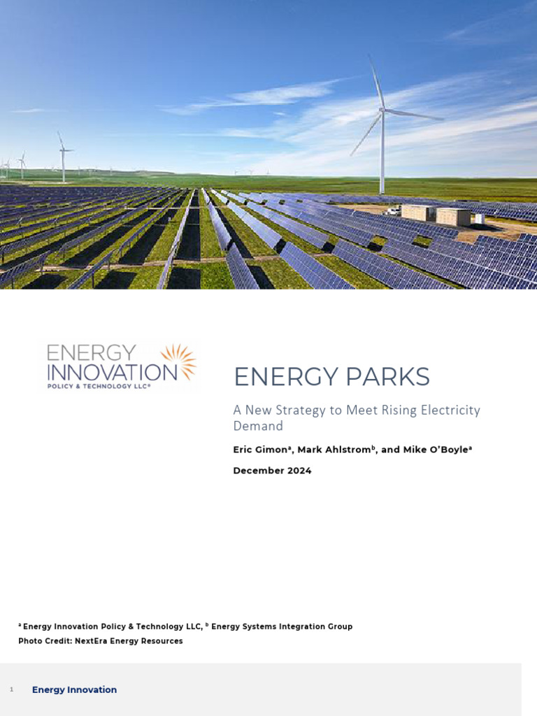 Energy Parks Report | PDF | Electrical Grid | Sustainable Energy