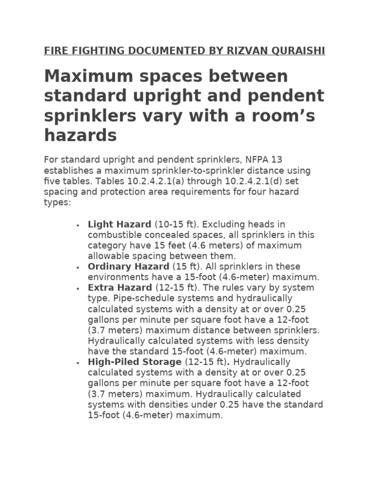 NFPA 13 Fire Sprinkler Spacing Guidelines | PDF | Fire Sprinkler System