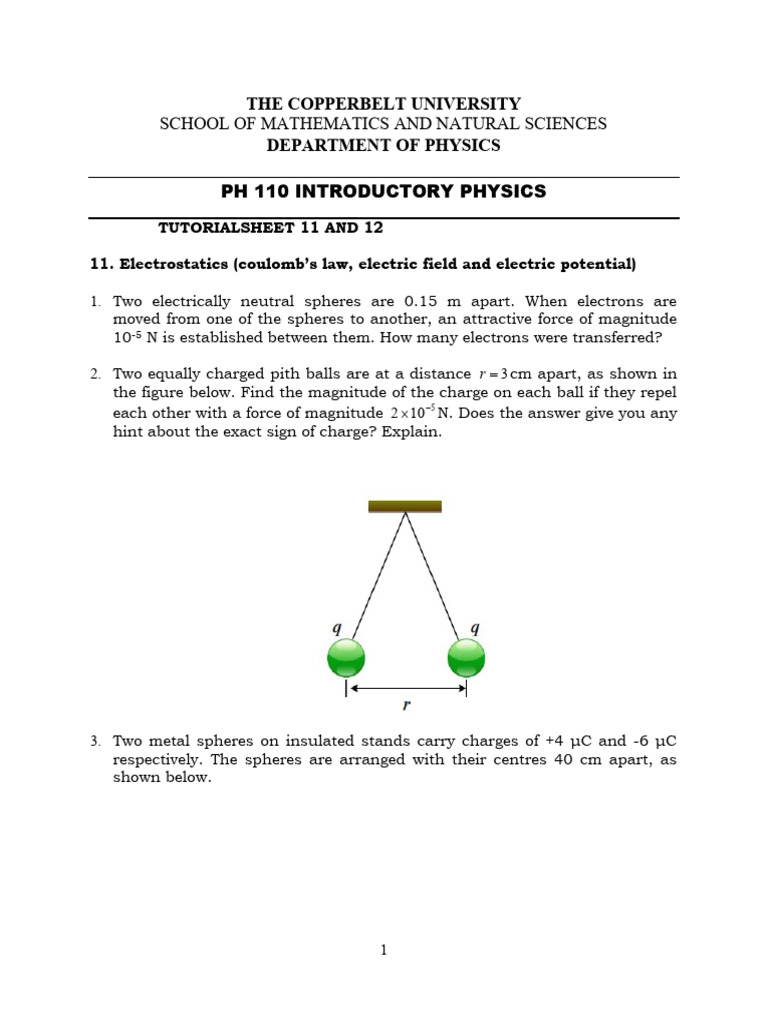 Electrostatics and DC Circuits Tutorial | PDF | Electric Field | Force