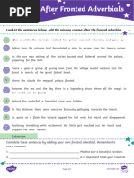 Fronted Adverbial Worksheet Year5 | PDF
