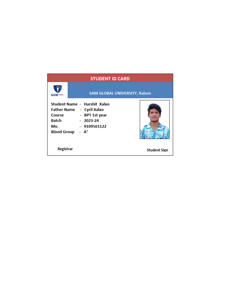 Student Id Card Format | PDF