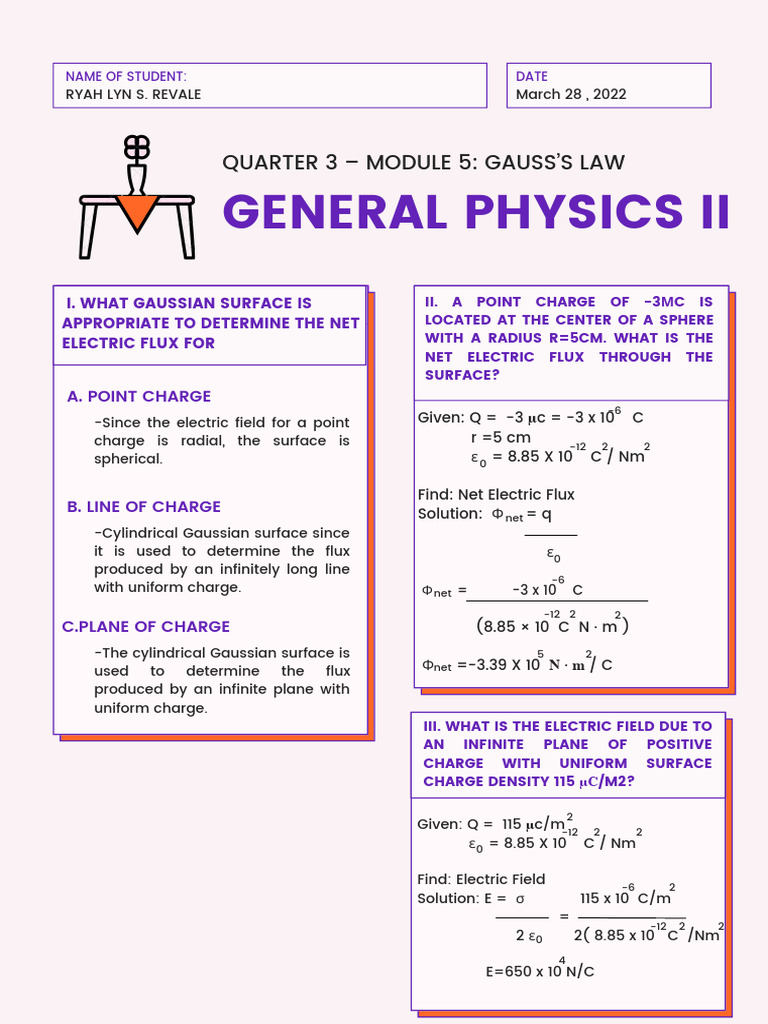 Gauss's Law: Electric Flux Calculations | PDF | Physical Quantities ...