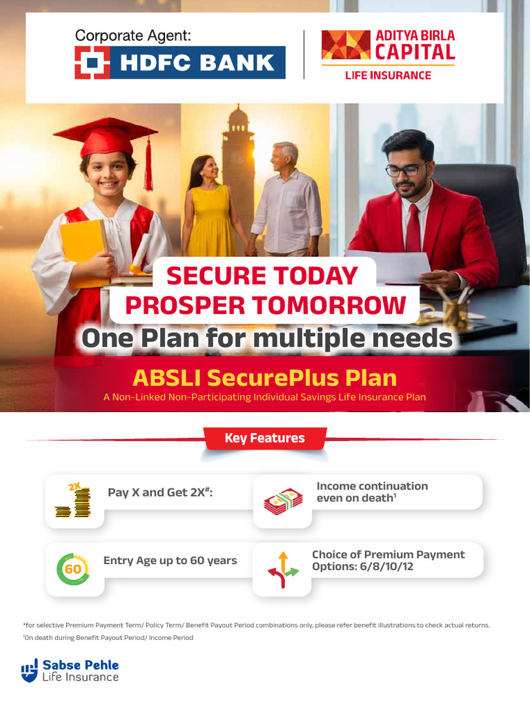 ABSLI SecurePlus Plan Overview | PDF | Insurance | Life Insurance